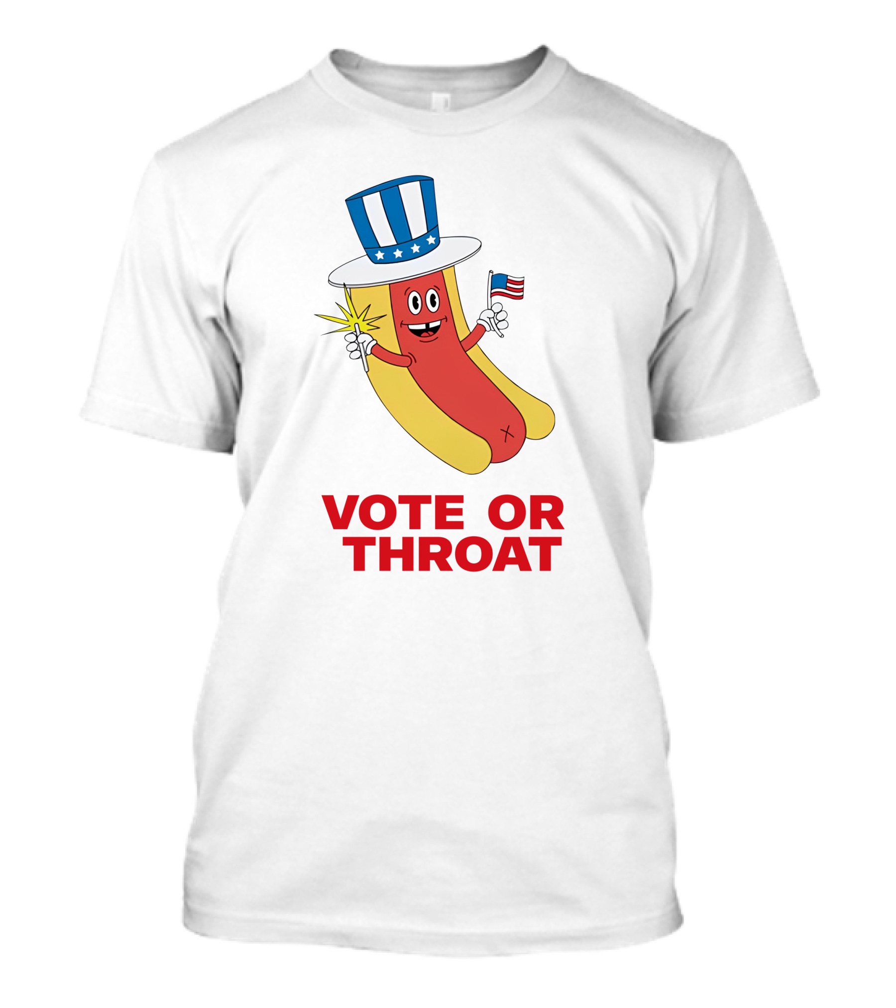 Vote Or Throat Uncle Sam Hotdog With American Flag T-Shirt