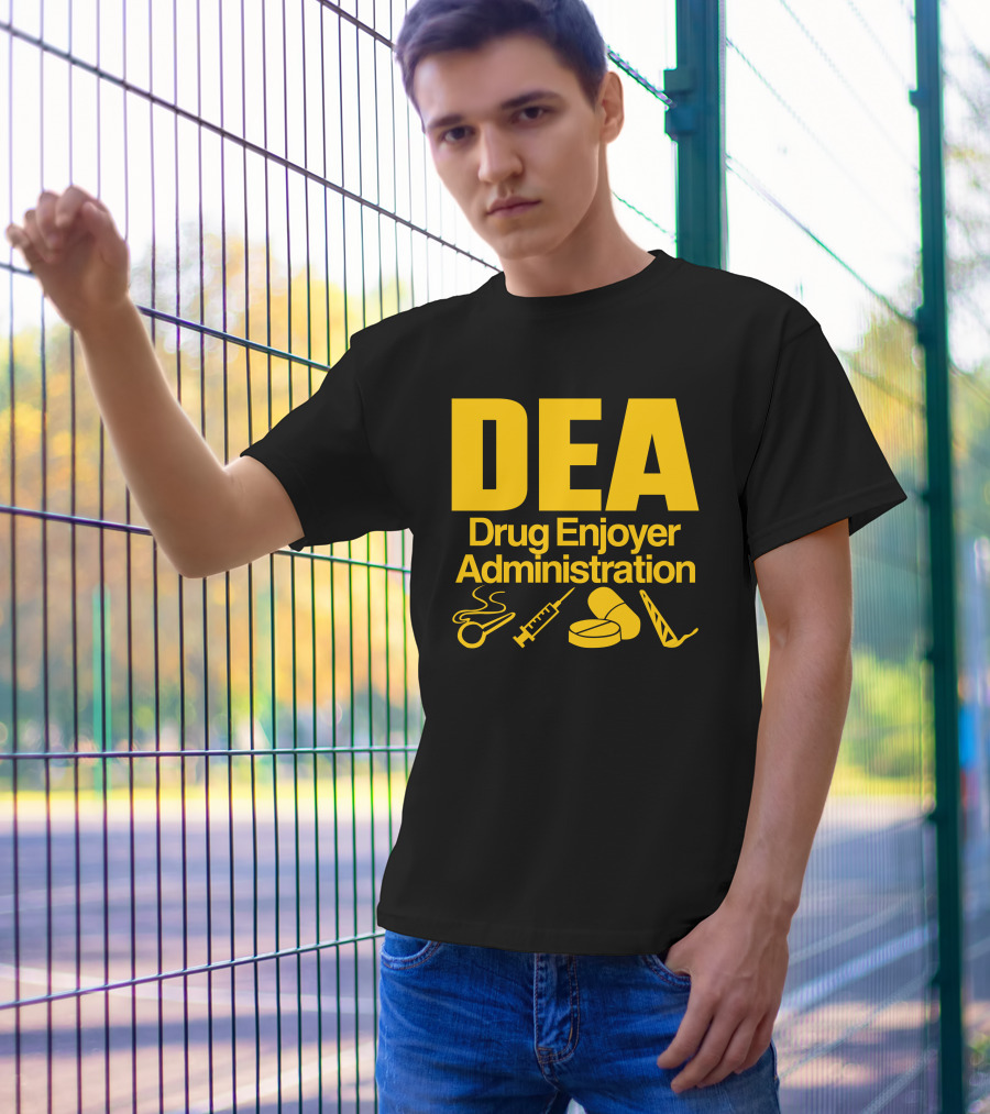 DEA Drug Enjoyer Administration Spoons Syringe Pills Razor Blade T-Shirt