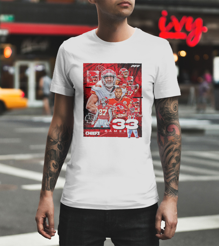 Chiefs Tight End Record 33 Games PFF Highlights T-Shirt