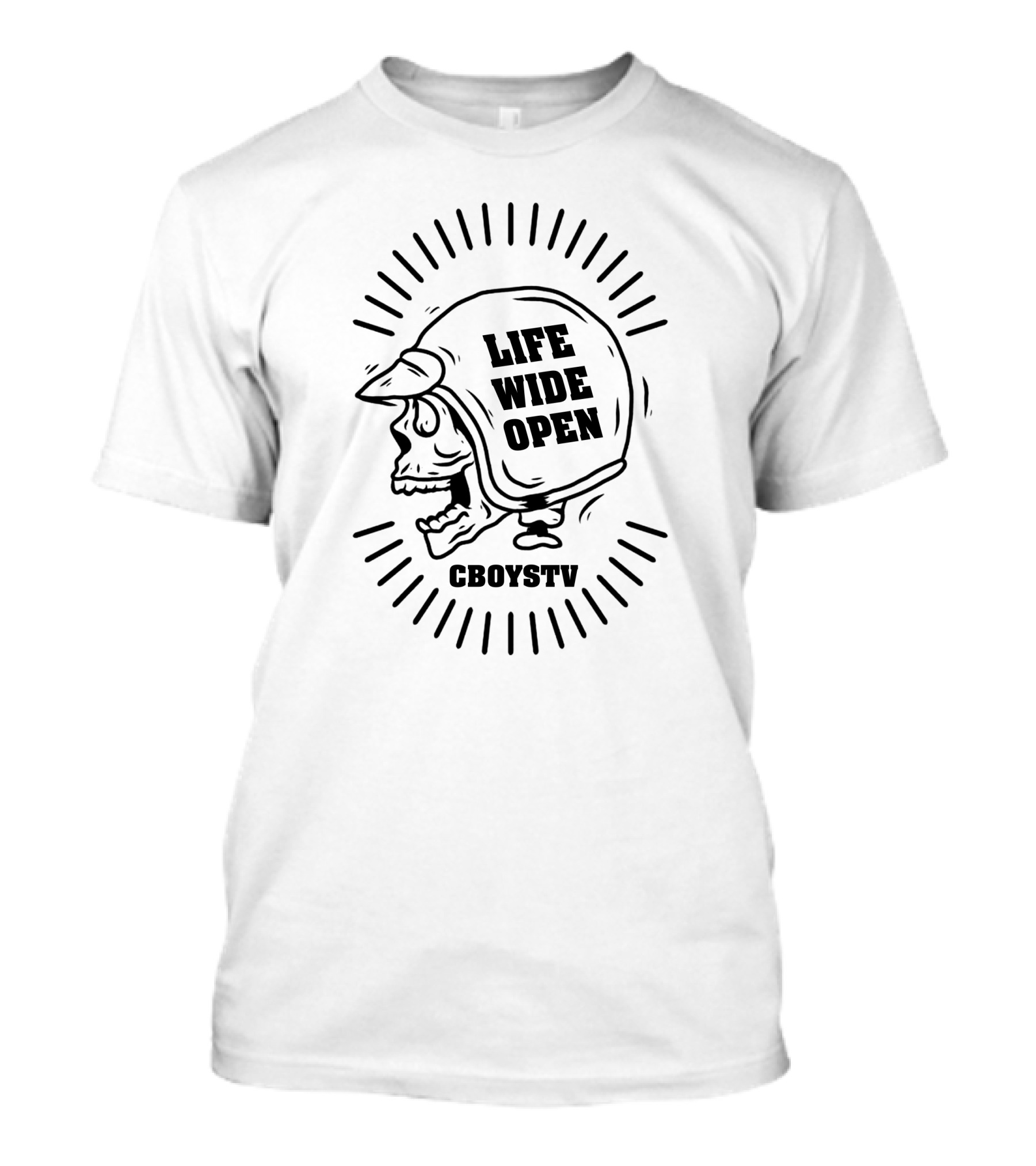 Life Wide Open Skull Helmet Cboystv T-Shirt
