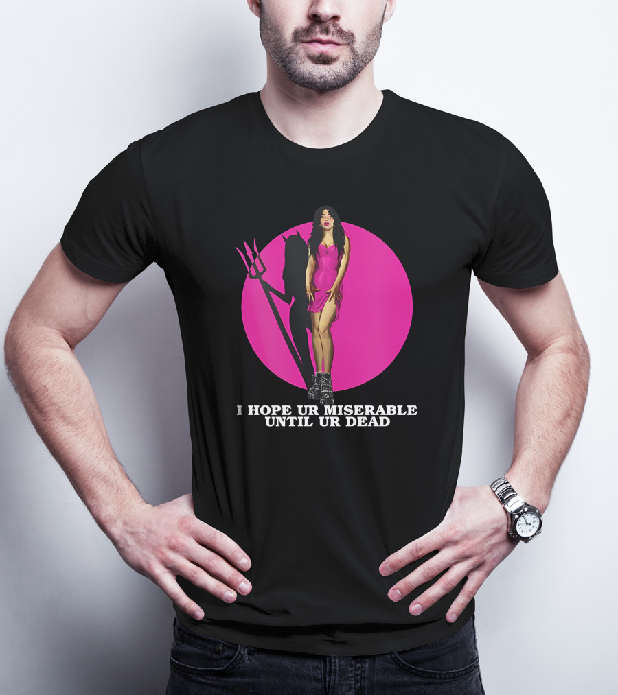 I Hope Ur Miserable Until Ur Dead Pink Devil Woman T-Shirt