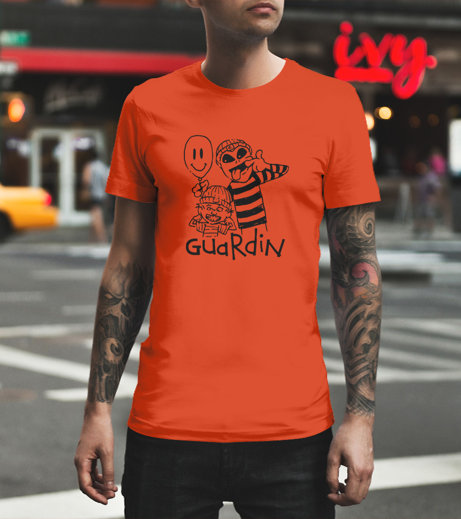 Calvin And Hobbs Guardin Graffiti Style Mischief Balloon T-Shirt