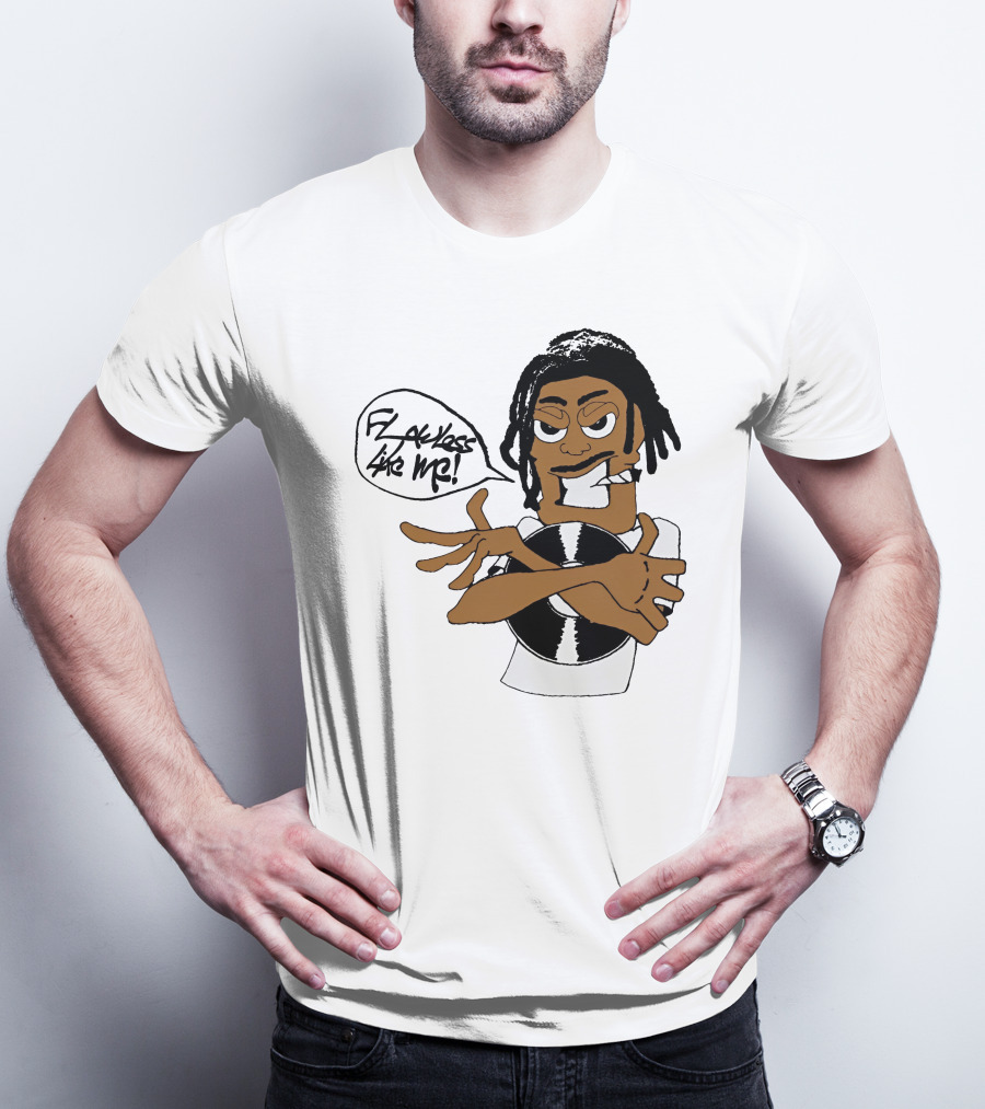 Flawless Like Me Vinyl Graphic Character With Crossed Arms And Vinyl Record T-Shirt