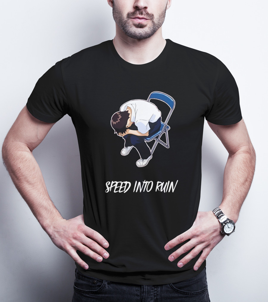 Speed Into Ruin Anime Guy On Folding Chair T-Shirt