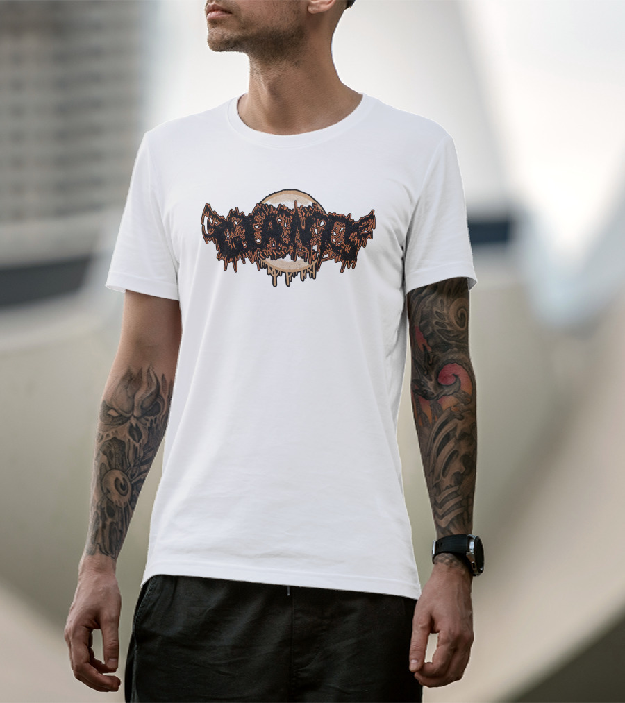 Deathcore Giants Horror Dripping Typography T-Shirt