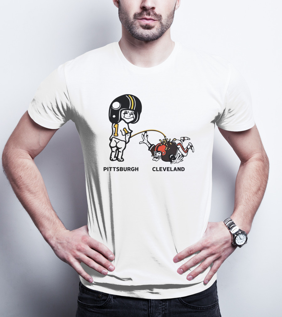 Yinzers Pittsburgh Cleveland Football Rivalry Cartoon T-Shirt