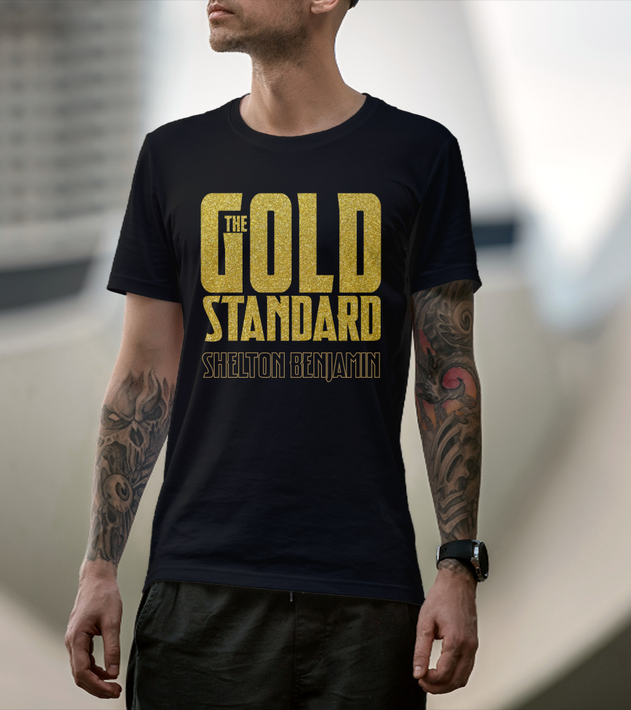 The Gold Standard Shelton Benjamin Gold Lettering T-Shirt
