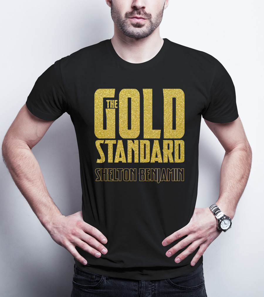 The Gold Standard Shelton Benjamin Gold Lettering T-Shirt