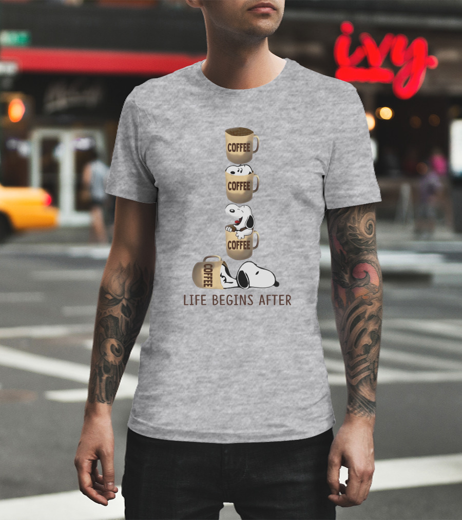 Life Begins After Coffee Snoopy Peanuts Mugs T-Shirt