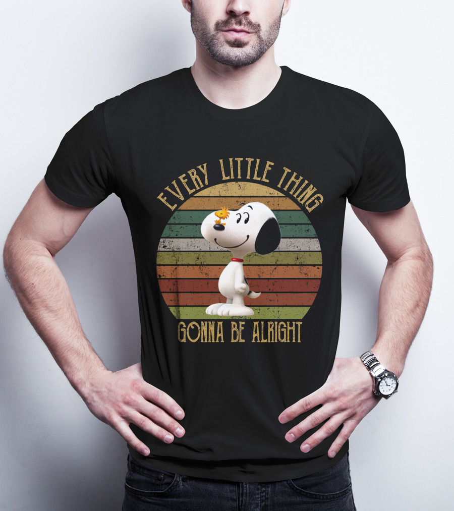 Every Little Thing Gonna Be Alright Snoopy Woodstock Vintage Circle T-Shirt