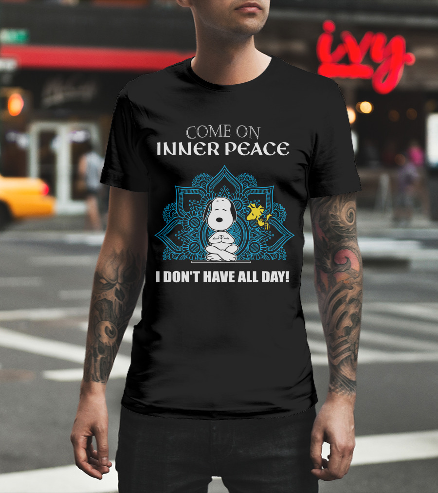 Come On Inner Peace I Don't Have All Day Snoopy And Woodstock Lotus Mandala T-Shirt