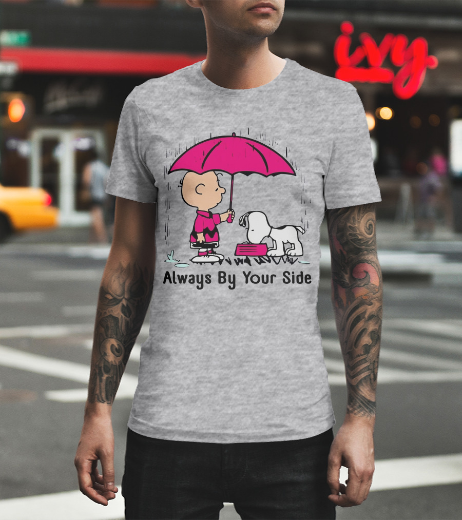 Always By Your Side Charlie Brown Snoopy Umbrella T-Shirt