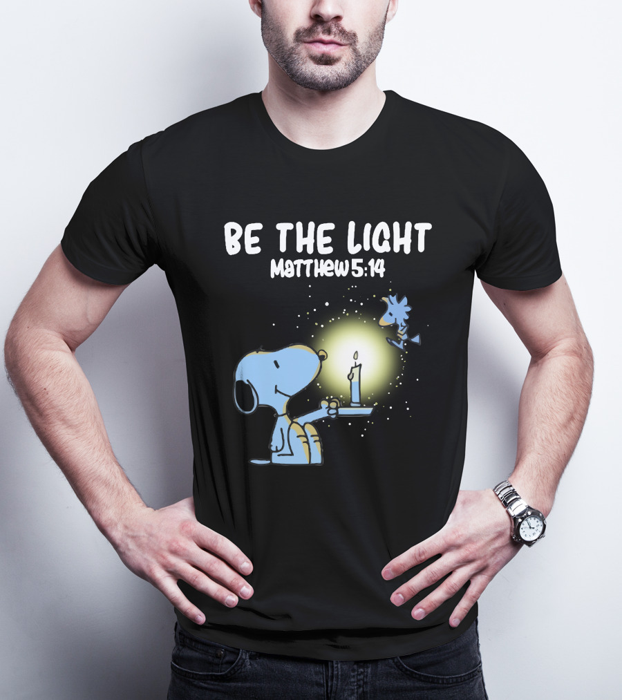 Be The Light Matthew 5:14 Snoopy Holding Candle Woodstock T-Shirt