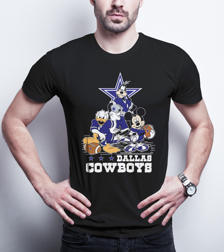 Mickey Mouse Donald Goofy Dallas Cowboys Football Stars T-Shirt