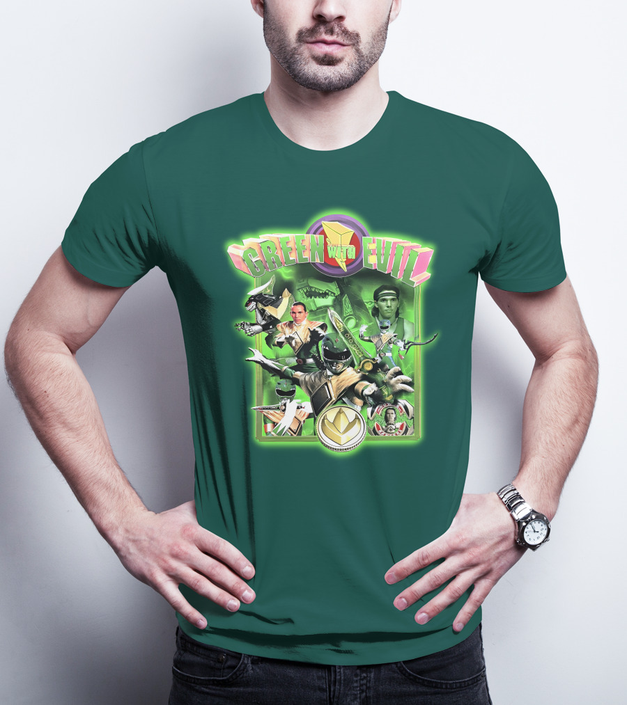 Green With Evil Mighty Morphin Power Rangers Iconic Characters And Symbols T-Shirt
