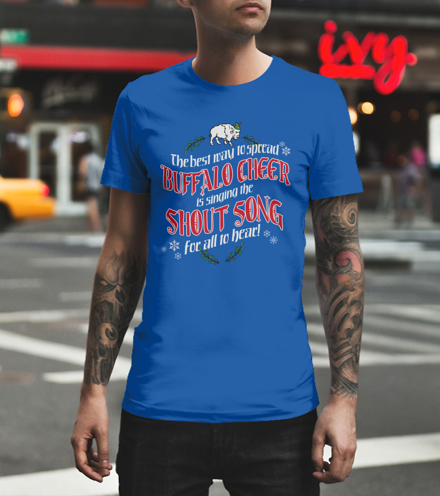 Buffalo Cheer With Shout Song Festive Buffalo Snowflakes T-Shirt