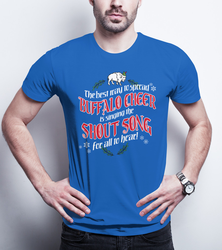 Buffalo Cheer With Shout Song Festive Buffalo Snowflakes T-Shirt