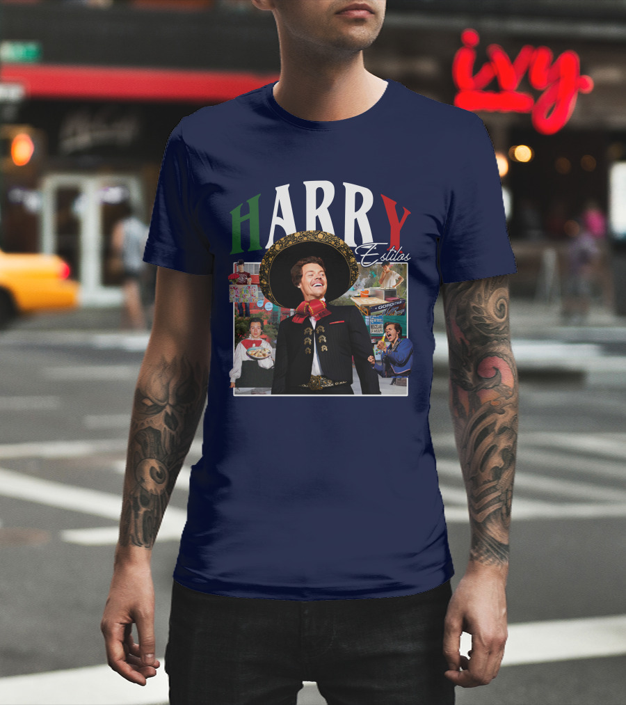 HARRY Estilos Mariachi Themed Collage In Festive Attire T-Shirt