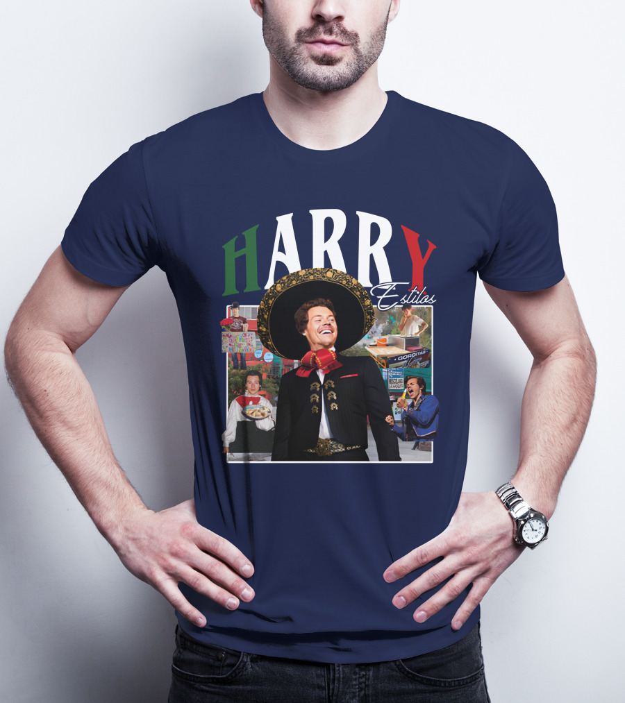 HARRY Estilos Mariachi Themed Collage In Festive Attire T-Shirt