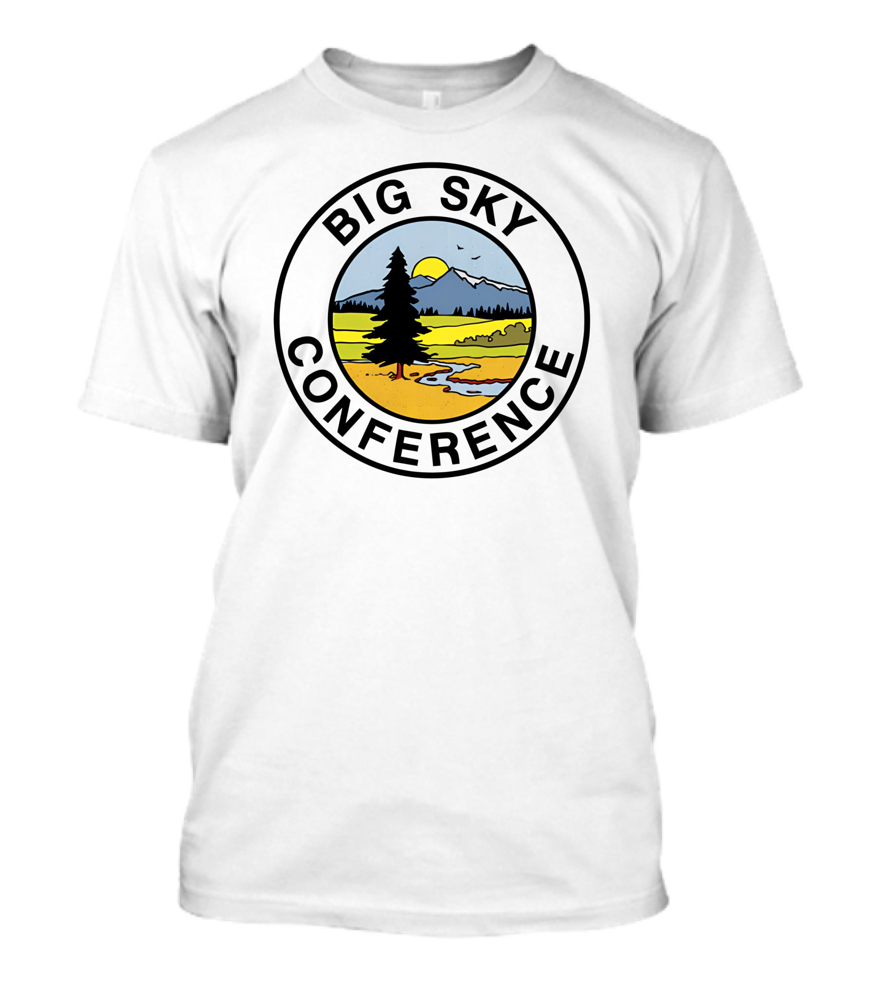 Big Sky Conference Nature Scene With Mountains And River Saxum T-Shirt