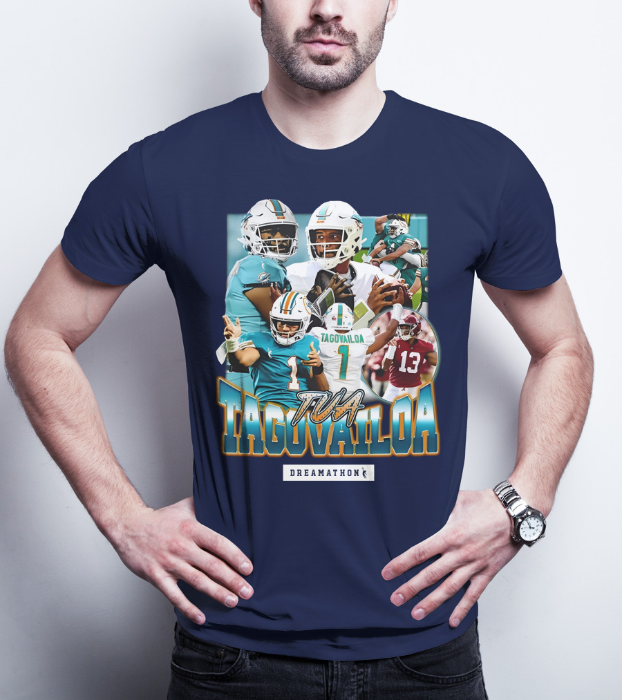 Dreamathon Tua Tagovailoa Collage Football Action T-Shirt