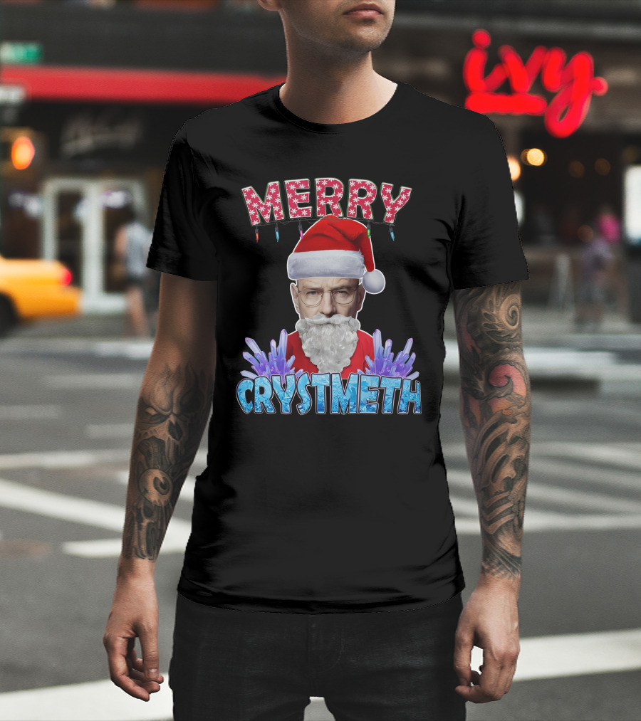 Merry Crystmeth Santa With Breaking Bad Inspired Elements T-Shirt