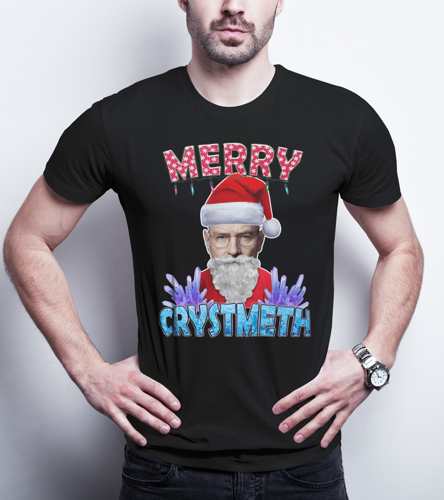 Merry Crystmeth Santa With Breaking Bad Inspired Elements T-Shirt