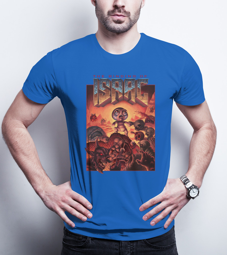The Binding Of Isaac Dramatic Monster Battle Scene With Detailed Character T-Shirt