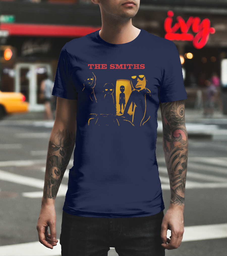 THE SMITHS Yellow Characters In Darkened Room With Doorway Light T-Shirt