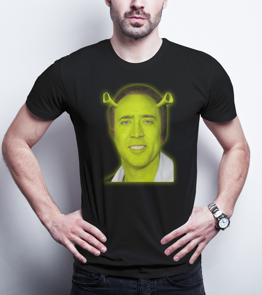 Shrekolas Cage Meme Mashup Face Fusion Character Elements T-Shirt
