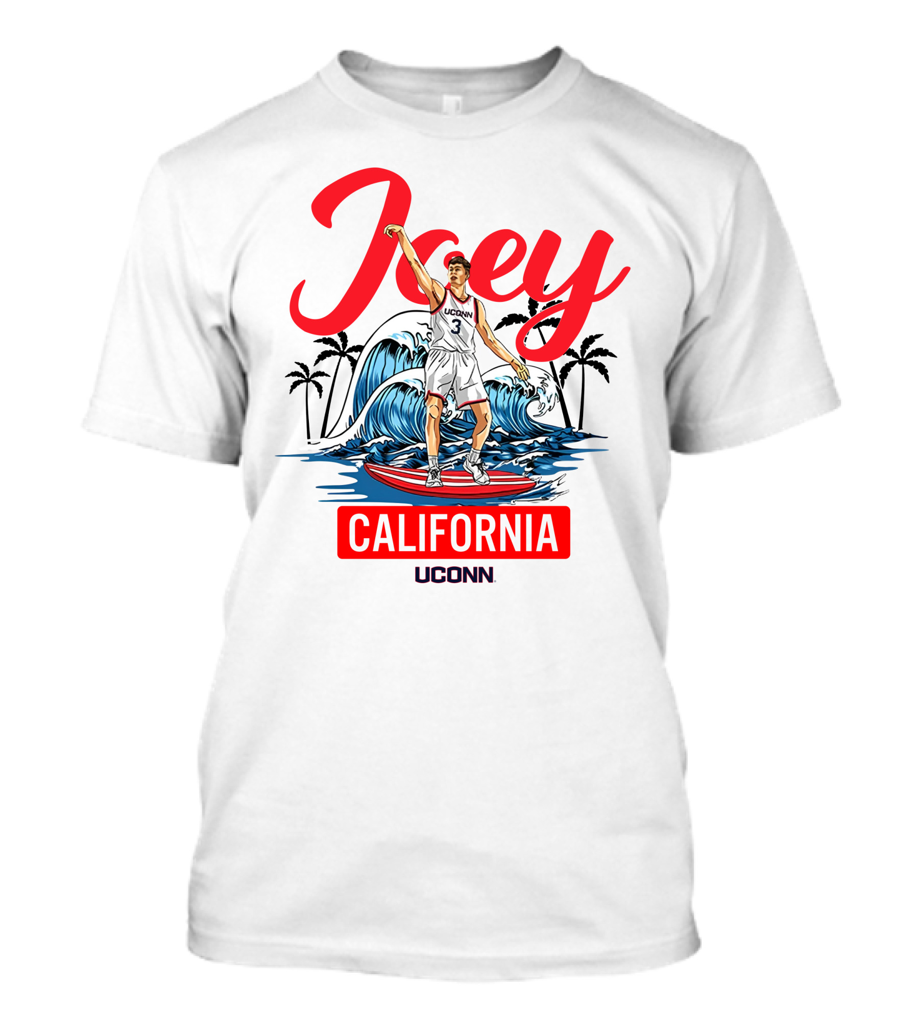 Joey California UConn Surfing Basketball Wave T-Shirt