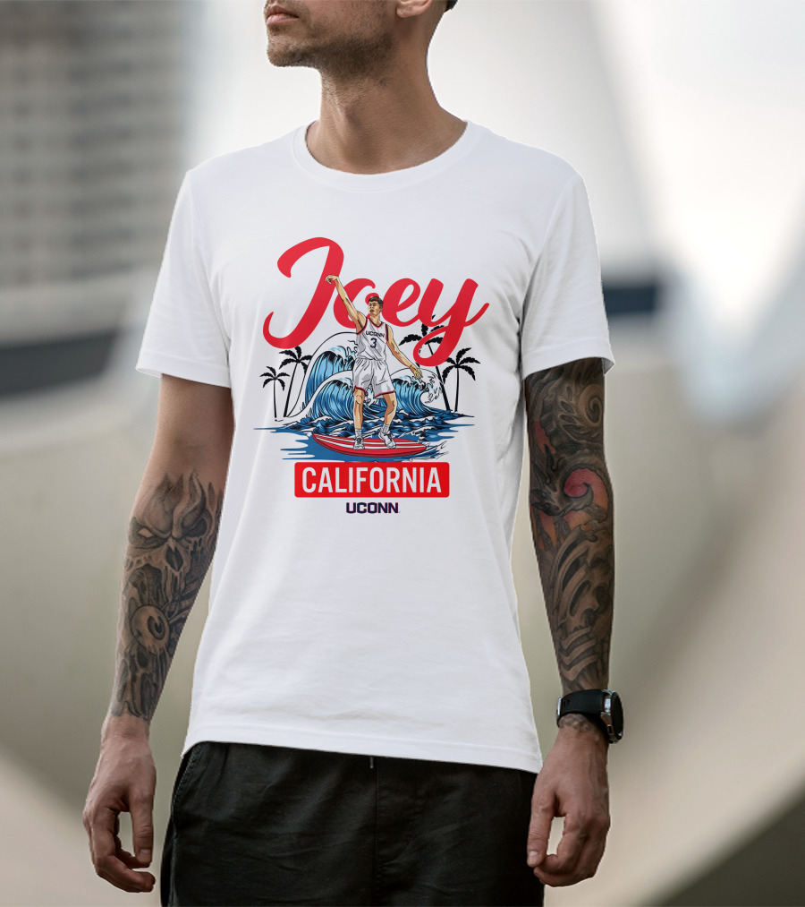 Joey California UConn Surfing Basketball Wave T-Shirt