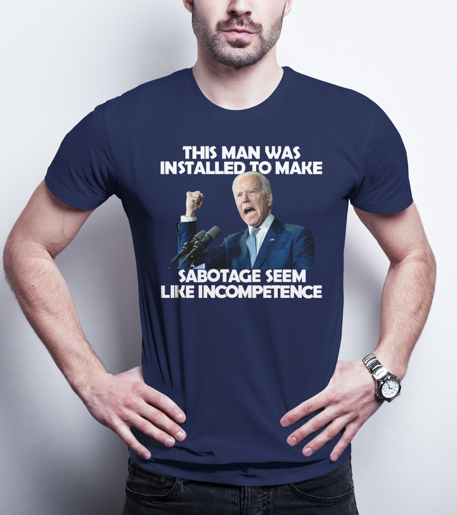 This Man Was Installed To Make Sabotage Seem Like Incompetence Fist Raised With Microphones T-Shirt
