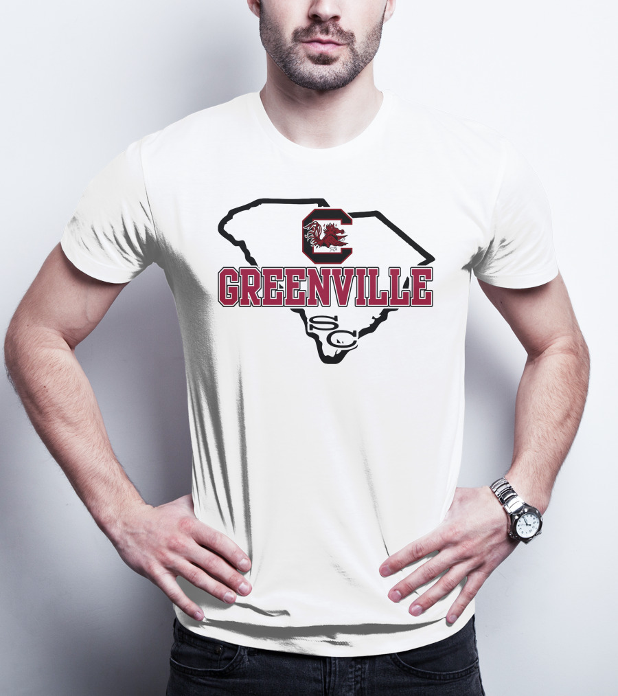 Greenville South Carolina Gamecocks Logo Map T-Shirt