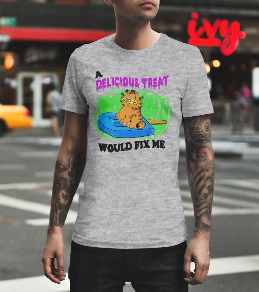 Garfield A Delicious Treat Would Fix Me Popsicle T-Shirt