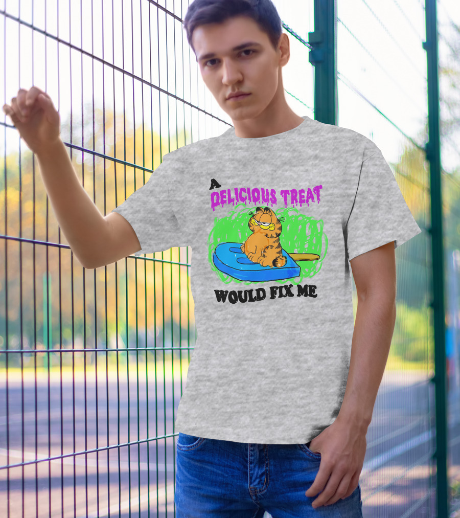 Garfield A Delicious Treat Would Fix Me Popsicle T-Shirt