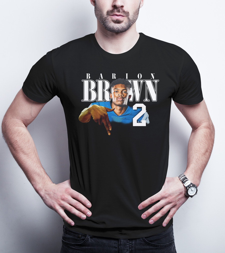 Barion Brown L’S Down Football Number 2 T-Shirt