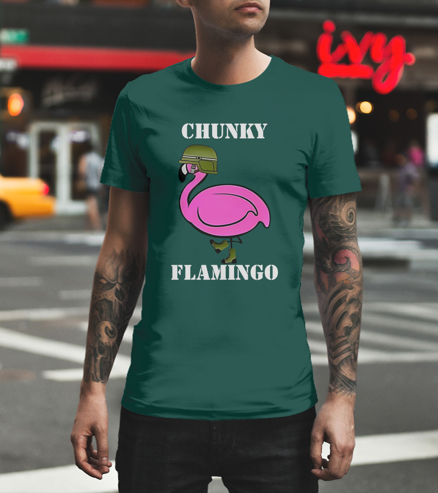 Chunky Flamingo Military Gymlifeanimal Boots Helmet T-Shirt