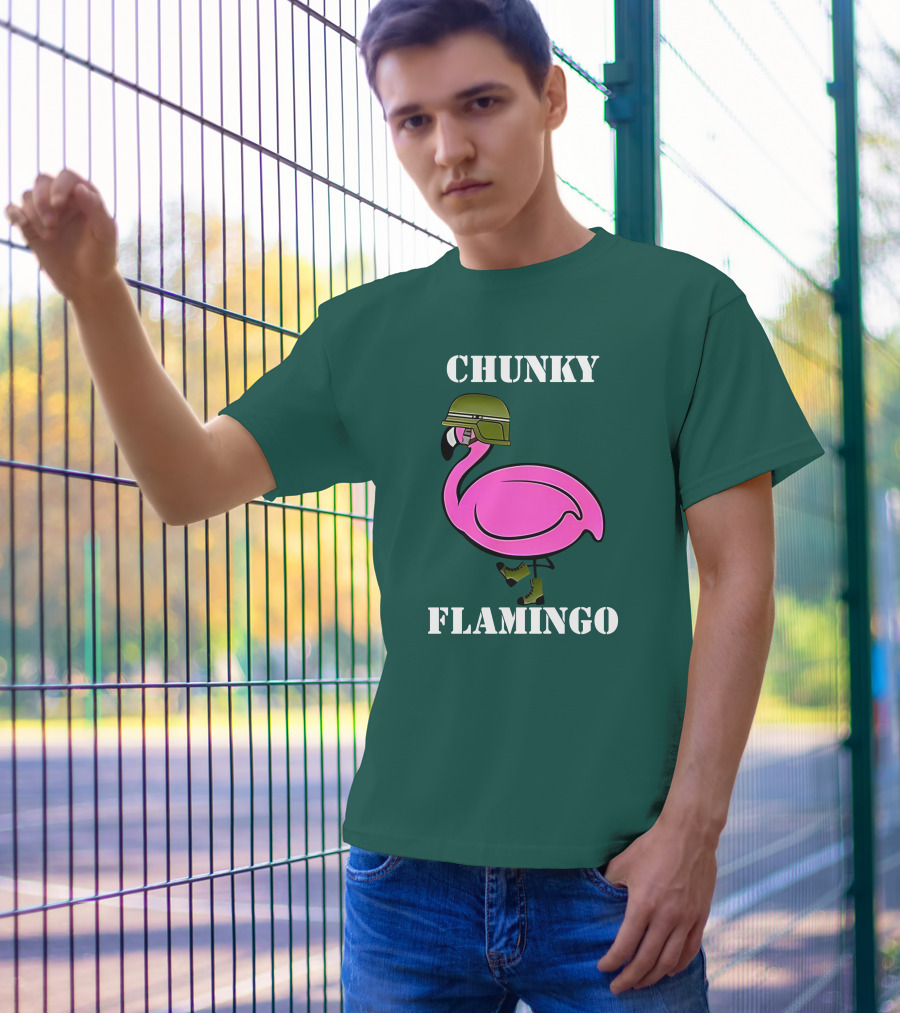 Chunky Flamingo Military Gymlifeanimal Boots Helmet T-Shirt