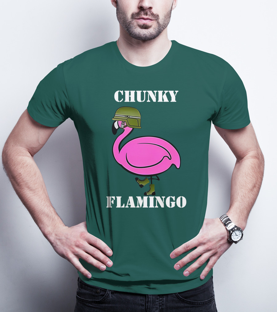 Chunky Flamingo Military Gymlifeanimal Boots Helmet T-Shirt