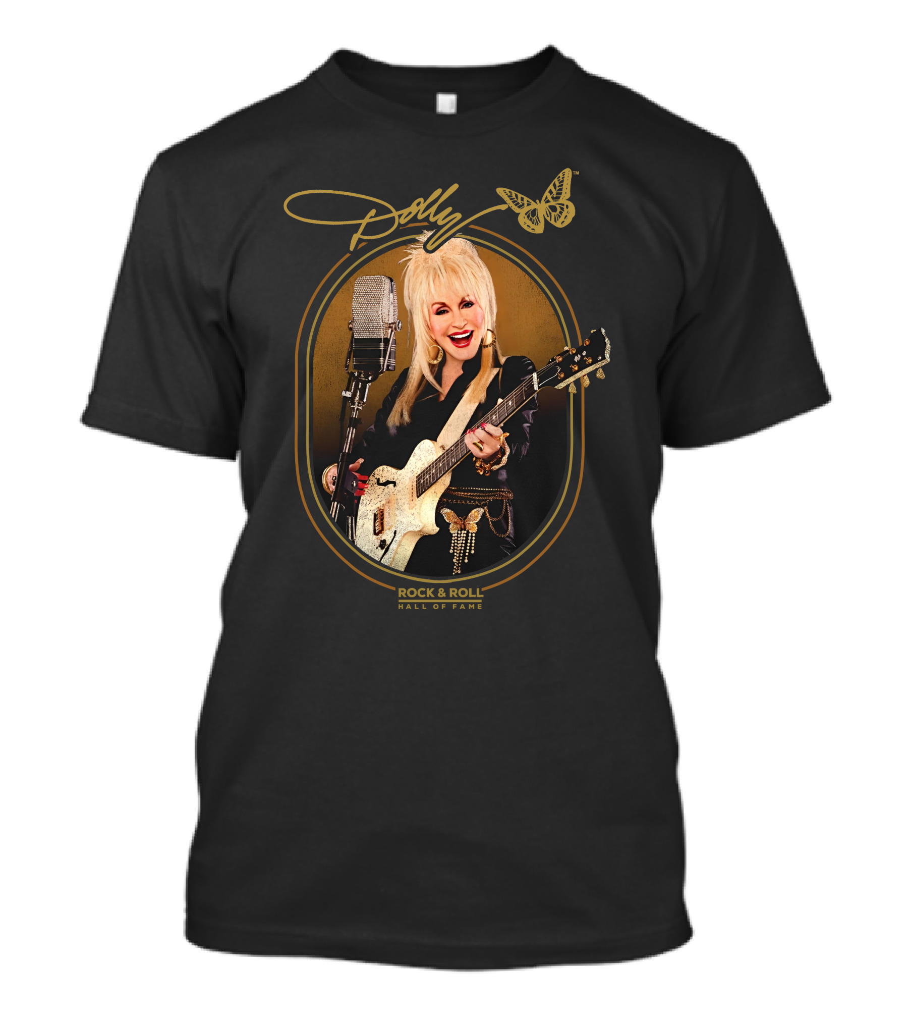 Dolly Parton Rock And Roll Hall Of Fame With Guitar And Microphone T-Shirt
