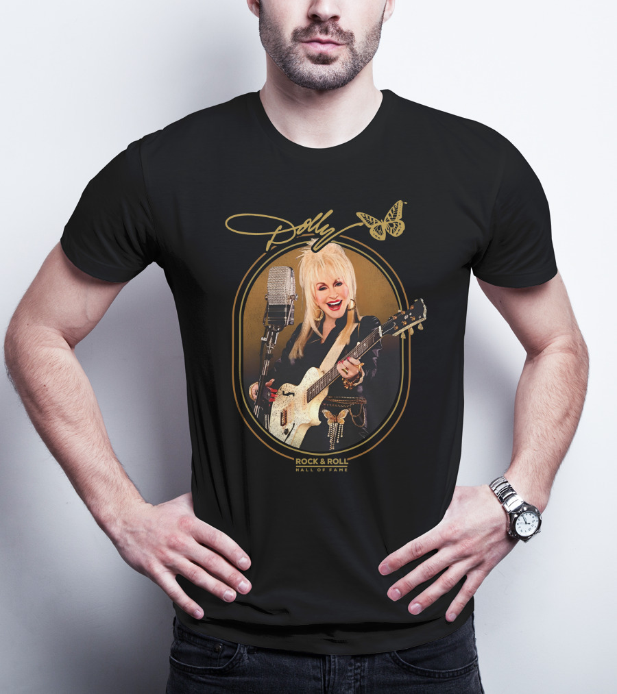 Dolly Parton Rock And Roll Hall Of Fame With Guitar And Microphone T-Shirt