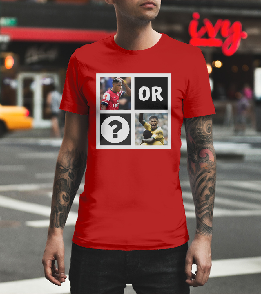 Redmancdesigns Walcott Or Pele Soccer Icons Question Mark Retro Combo T-Shirt