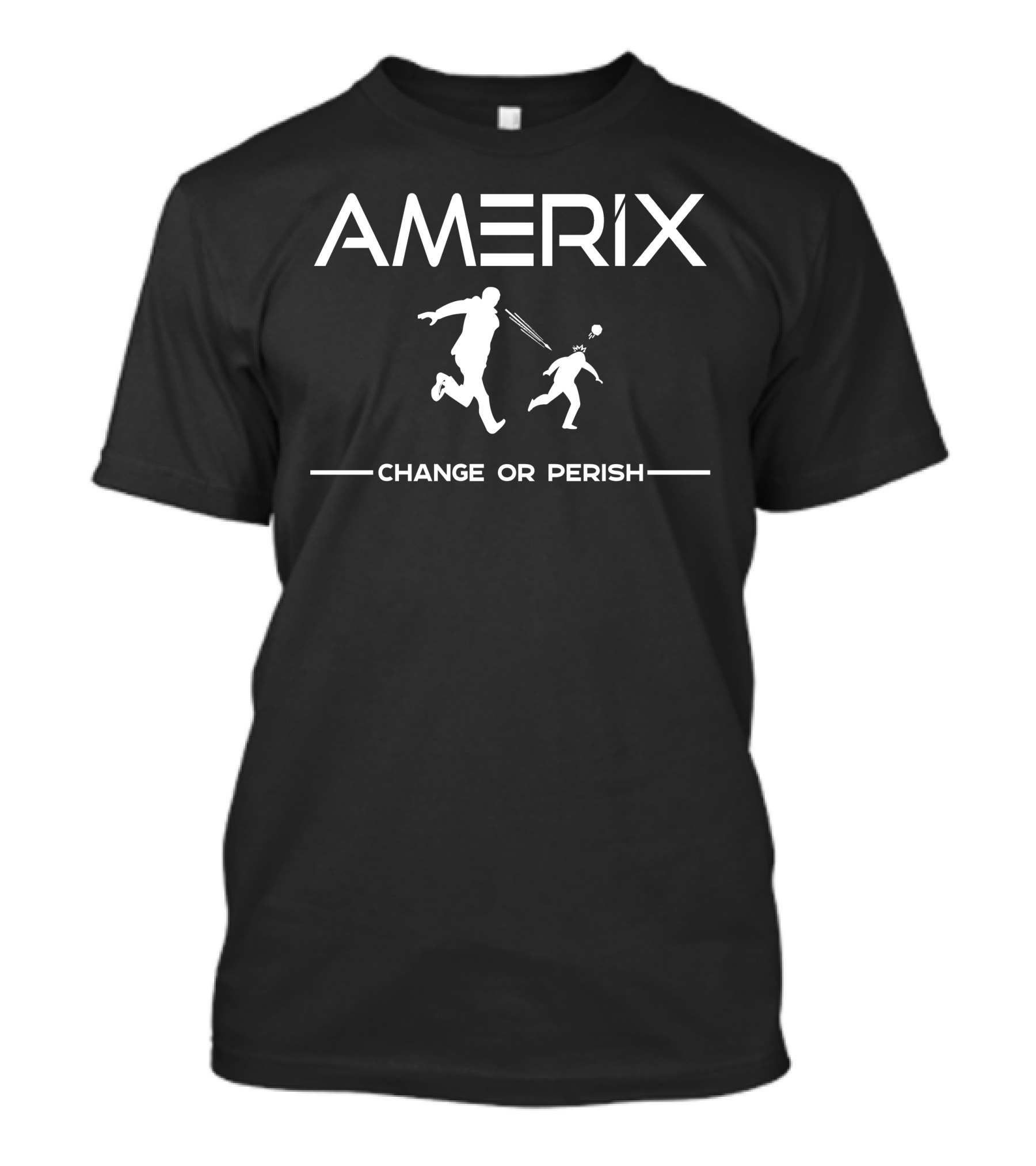 Amerix Change Or Perish Tagline With Silhouette Action Scene T-Shirt