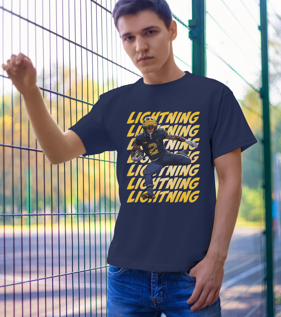 Lightning University Of Michigan Football Blake Corum Valiant Mden Merch T-Shirt