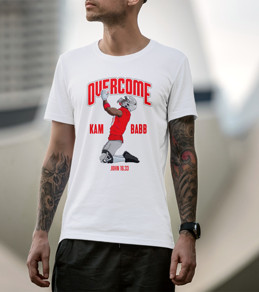 Overcome Kam Babb John 16:33 Football Kneeling Prayer Merch T-Shirt