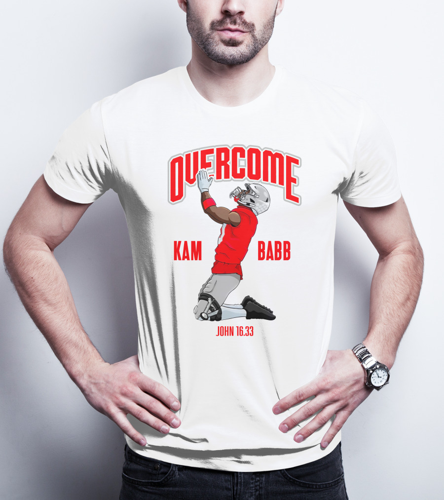 Overcome Kam Babb John 16:33 Football Kneeling Prayer Merch T-Shirt