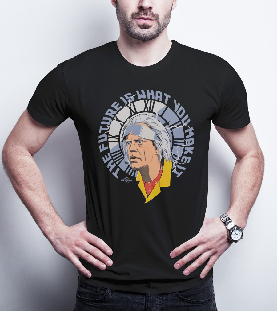 Universal Back To The Future The Future Is What You Make It Doc Brown Clock Face T-Shirt