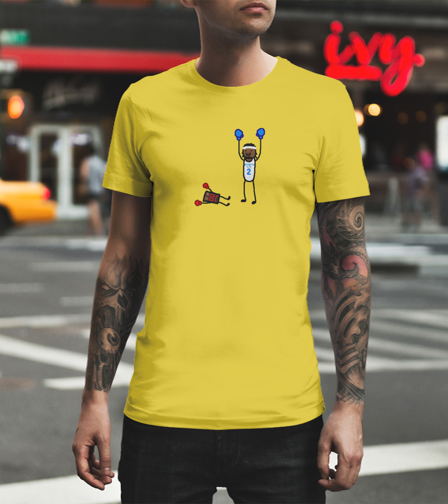Nba Paint Sga Beat The Buzzer Stick Figures Boxing Yellow T-Shirt