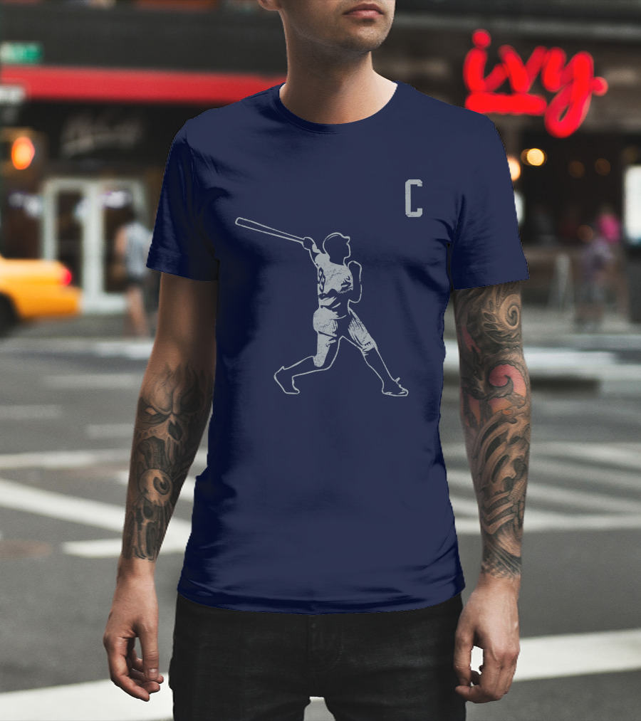 Jomboymedia Shop The C Baseball Silhouette Batter 8 Navy T-Shirt